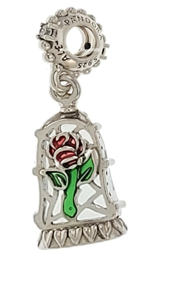 New 100% PANDORA 925 Disney Beauty and the Beast Enchanted Rose Charm ...
