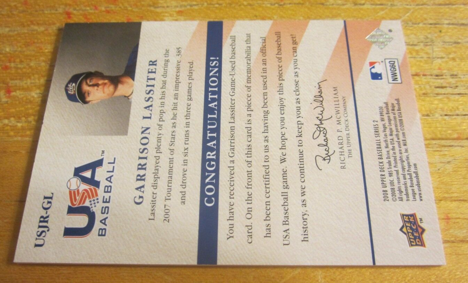 Garrison Lassiter 2008 Upper Deck USA Junior National Team Jerseys #GL ...