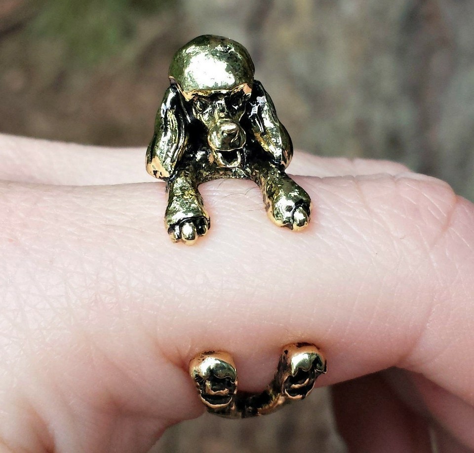 Poodle Ring - Adjustable Wrap Dog Ring - Silver, Black, Gold Animal Pet ...