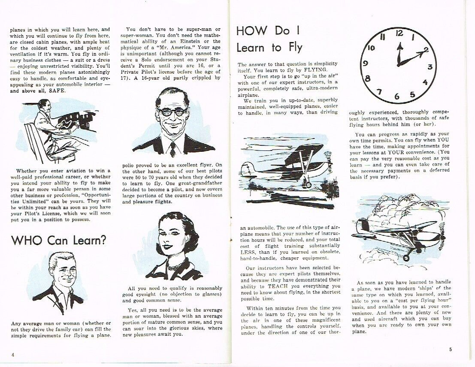 Learn to Fly Booklet NATA Aviation Petroleum Flyers 1958 Vintage ...
