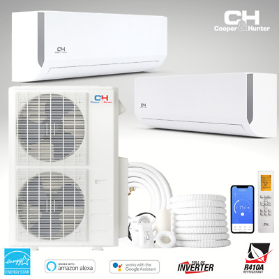 55000 BTU Dual 2 Zone Mini Split Heat Pump Air Conditioner 36000 36000 ...