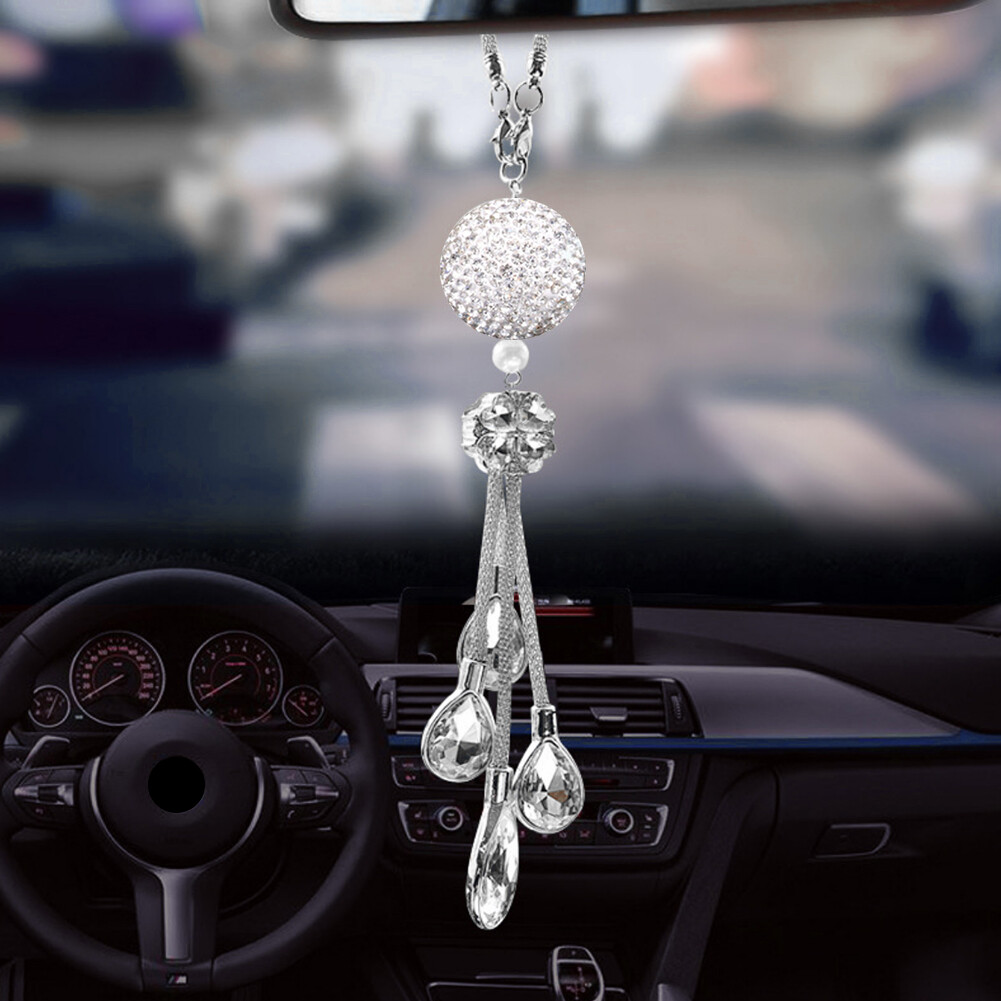 Rear View Car Mirror Hanging Ornament Crystal Pendant Rhinestone ...