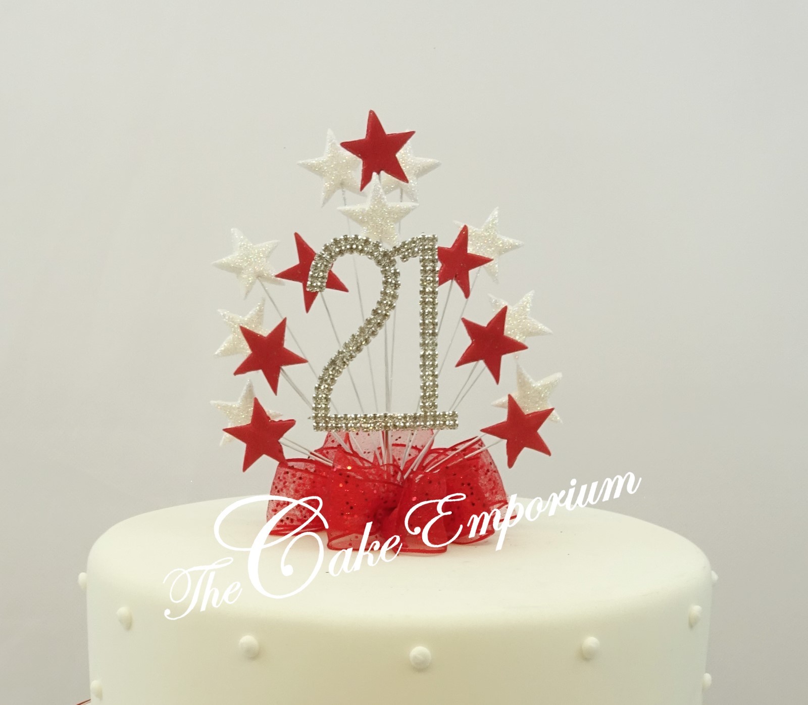 CAKE TOPPER RED STAR BURST SPRAY DIAMANTE BIRTHDAY & ANNIVERSARY ...
