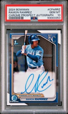 RAMON RAMIREZ 2024 BOWMAN CHROME PROSPECT AUTO 1ST ROOKIE PSA 10 GEM KC ...
