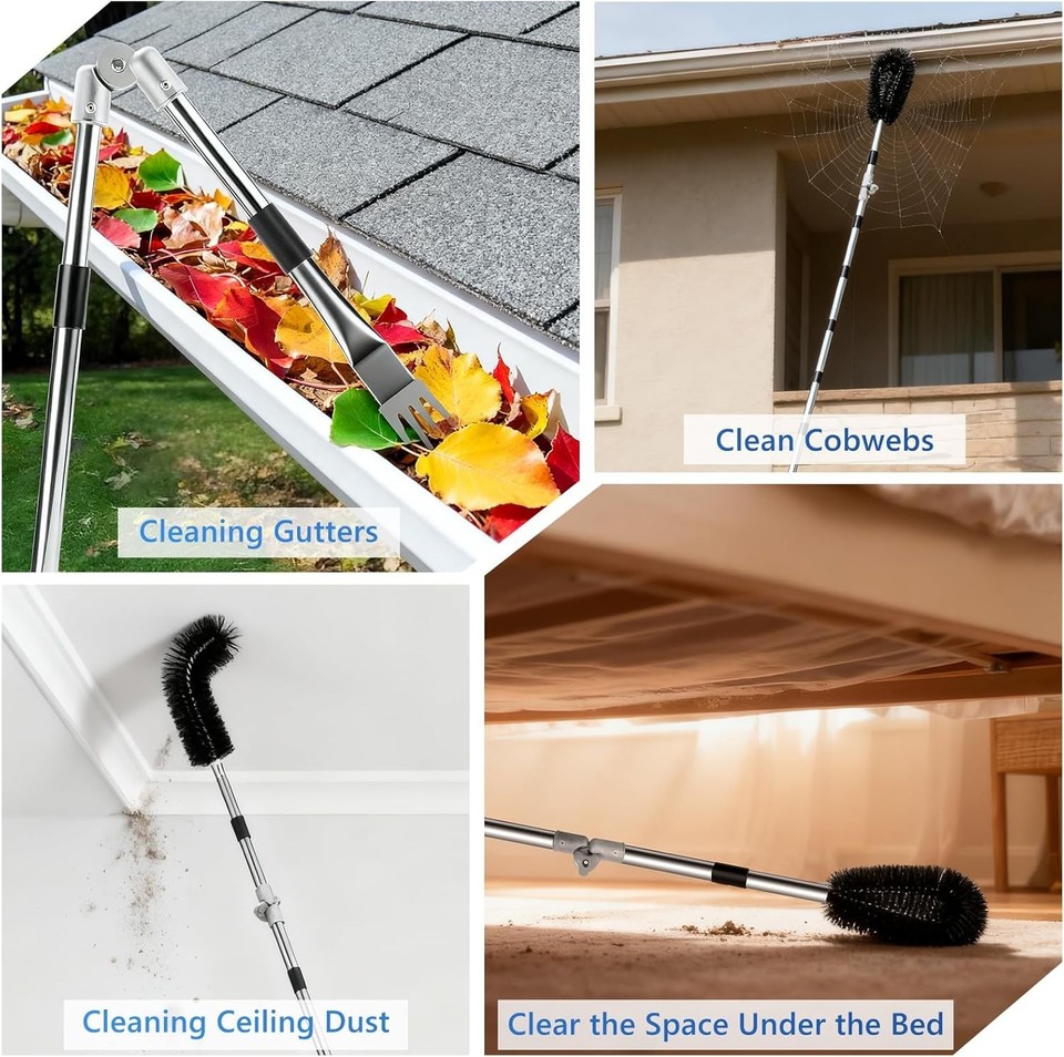 Gutter Cleaner, 4m Telescopic Roof Gutter Cleaning Tool with 180 ...