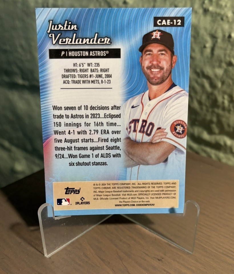 Justin Verlander 2024 Topps Chrome All-Etch Refractor Houston Astros | eBay