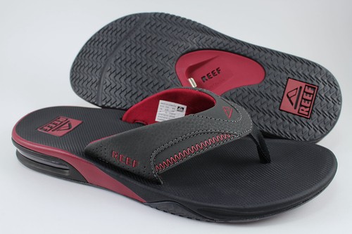 REEF FANNING RED/RAVEN GRAY/BLACK FLIP FLOPS THONG SANDALS BEACH US ...