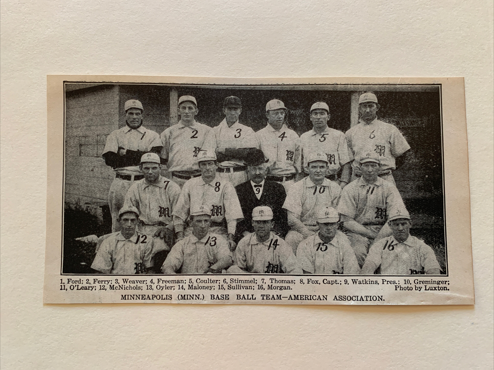 Minneapolis Millers Ed Gremminger Cy Morgan 1904 Baseball 4X6 Team ...