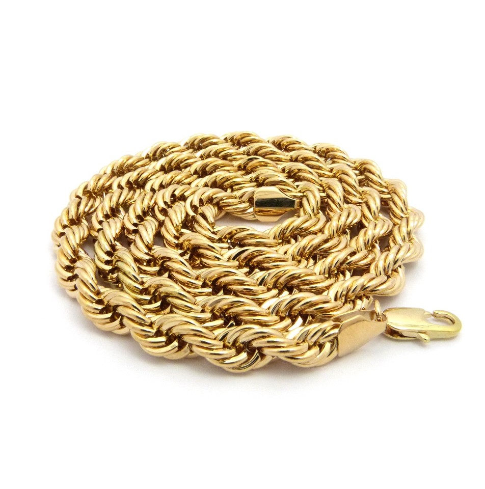 NEW RAPPER STYLE HIP HOP HOLLOW 6mm OR 8mm/30" ROPE CHAIN NECKLACE ...