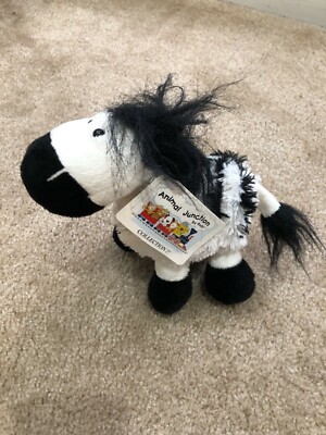 RARE Animal Junction APPLAUSE Russ BERRIE Zebra Zeke PLUSH Black White ...