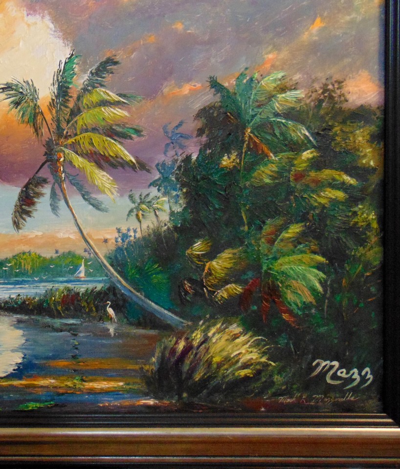 Florida ORIGINAL OIL PAINTING,Sailboat 24 x 36 GENUINE MAZZ art ...