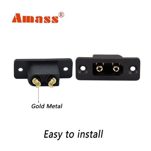 10Pcs Amass XT90 Mountable Connector Anti-Spark XT90E-M XT90E-M Black ...