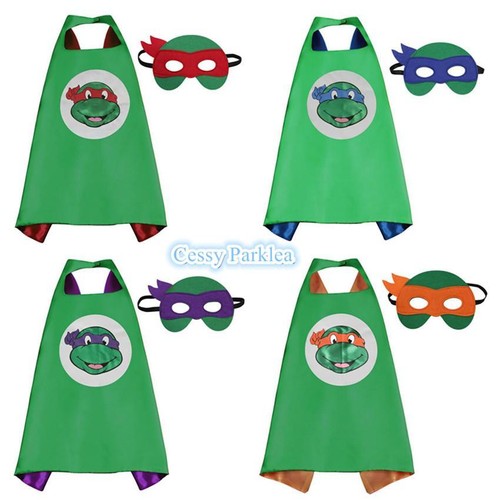 Kids Teenage Adult Mutant Ninja Turtles Cape & Mask Superhero Costume ...