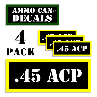 45 ACP Ammo Can .45 Labels Ammunition Case 3"x1.15" stickers decals 4 ...