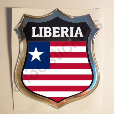 Sticker Liberia Emblem 3D Resin Domed Gel Liberia Flag Vinyl Decal Car ...