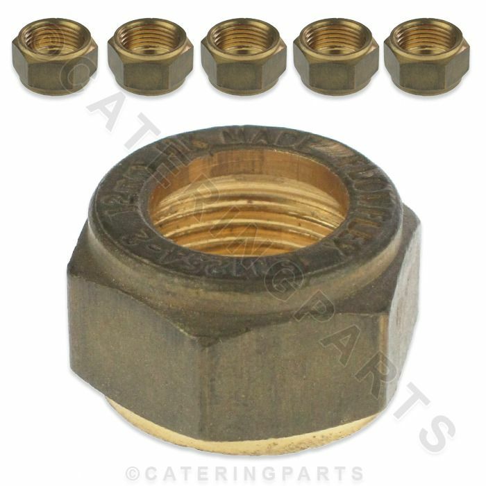 10mm BRASS COMPRESSION NUTS PACK OF 6 GAS COPPER PILOT PIPE TUBE TUBING ...