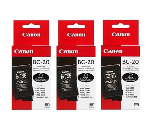3 x Original Canon BC-20 BK BJC-2000 2100 4000 4100 4200 4300 5000 S100 ...