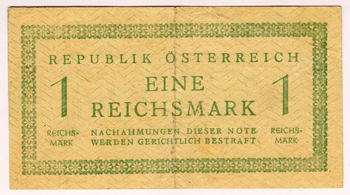 1945 Austria 1 Reichsmark Russian Occupation Paper Money Banknotes ...