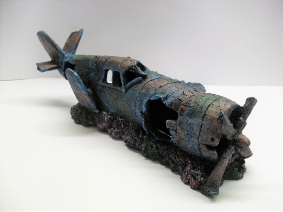 Aquarium Fish Tank Ornament Decoration Plane Wreck - 2 Sizes | eBay