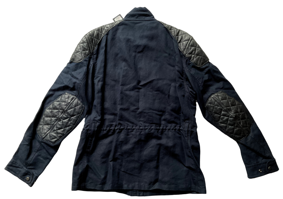 $1595 Ralph Lauren Black Label Leather Trim Linen Cotton Biker Moto ...