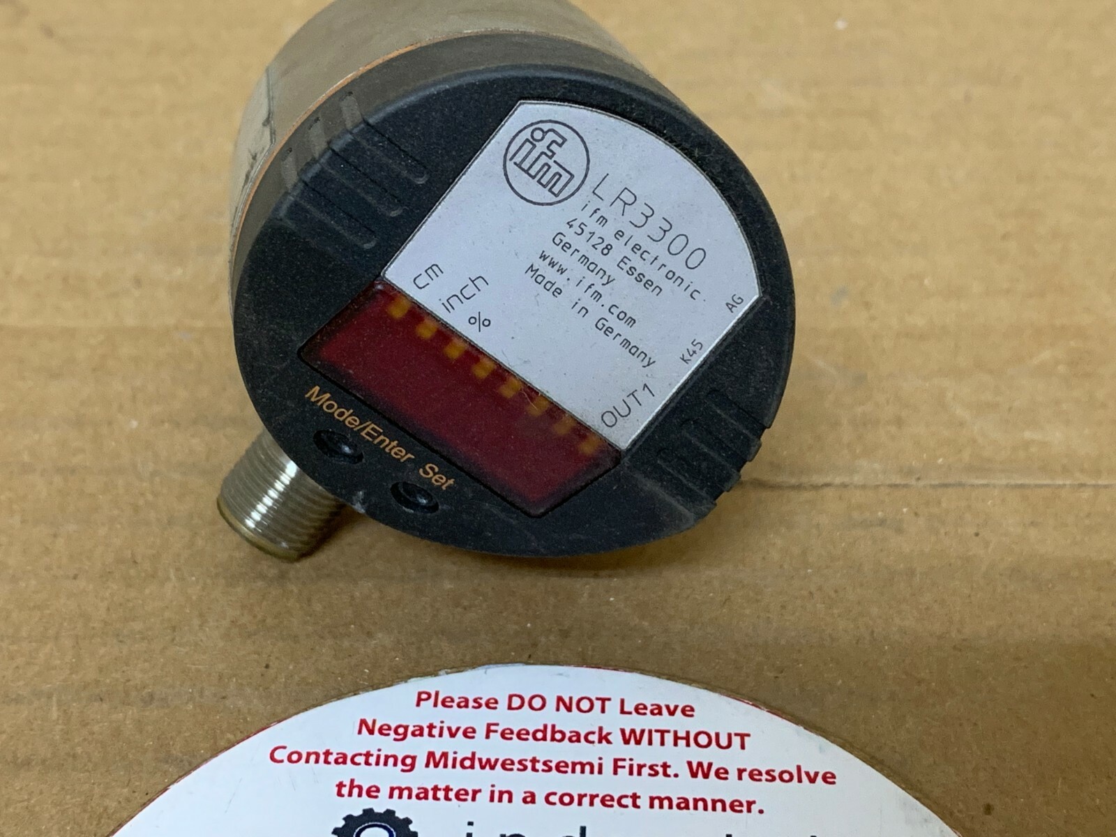 45128 IFM LR3300 CONTINUOUS PRESSURE LEVEL SENSOR 18-30VDC 200Ma SHIPS ...