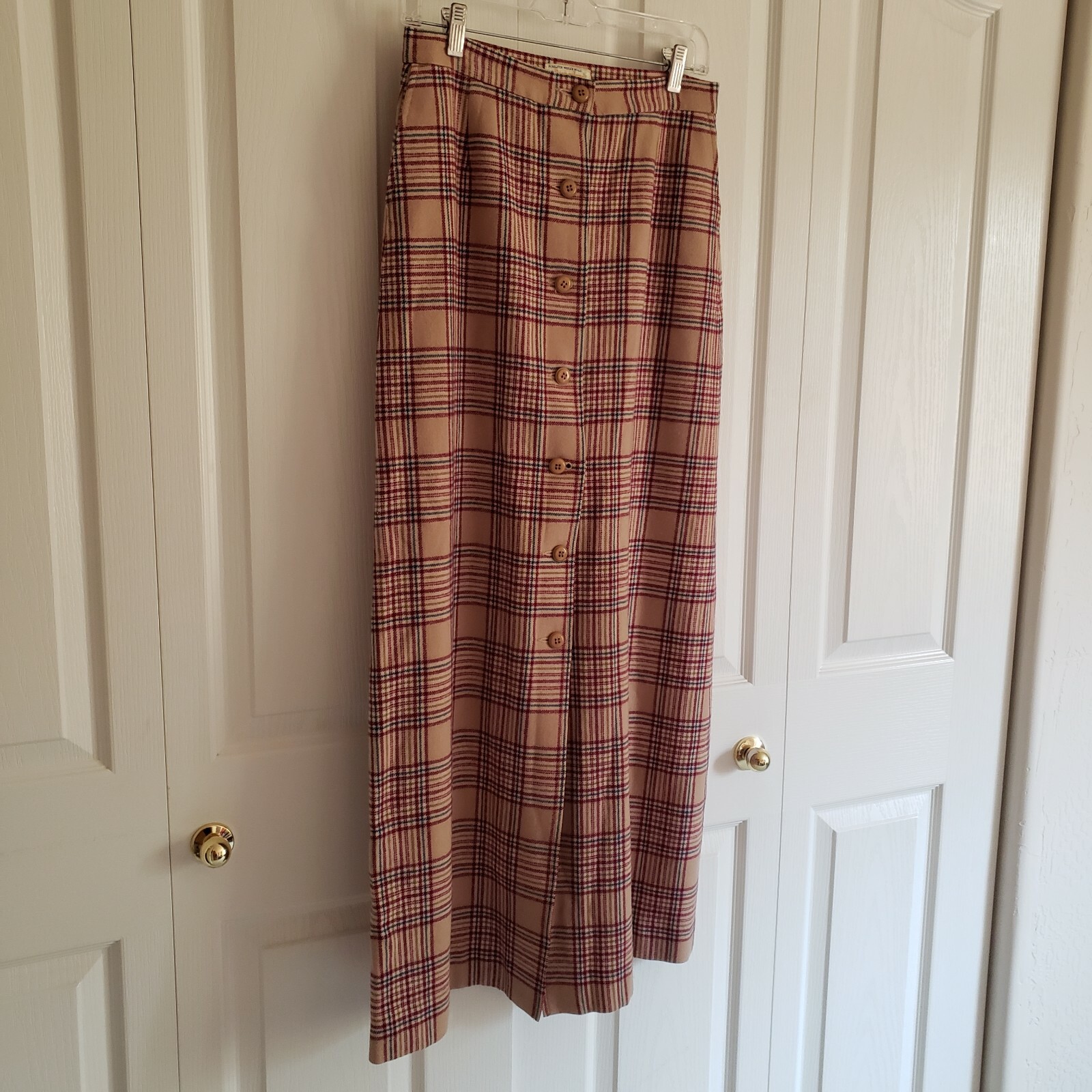 Vtg 70s Disneyland Frontierland Beige Plaid Maxi Wool… - Gem