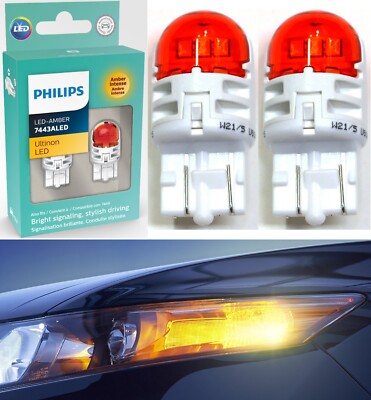 Philips Ultinon LED Light 7443 Amber Orange Two Bulbs Rear Turn Signal ...