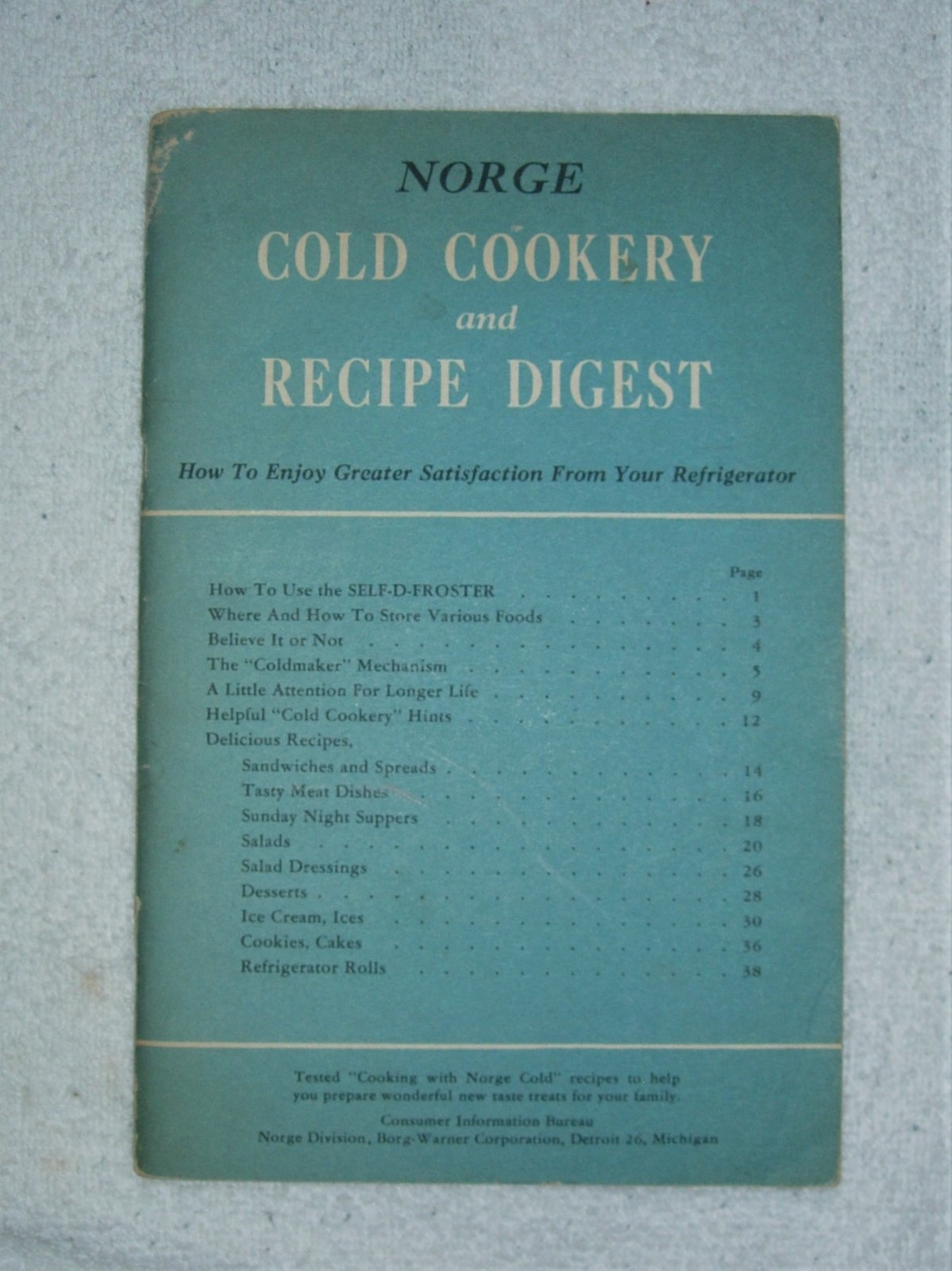 Vintage NORGE "Cold Cookery and Receipe Digest." | eBay