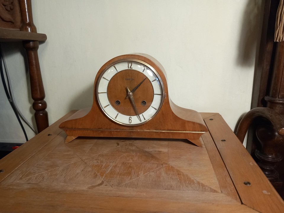 Vintage Franz HERMLE Wooden Mantle Clock, Key Winding, 1970's Germany ...