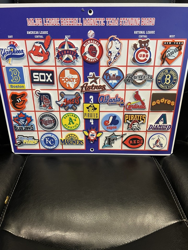 VINTAGE THROWBACK MLB MAGNETIC STANDING BOARD W/34 RETRO RUBBER MAGNETS ...
