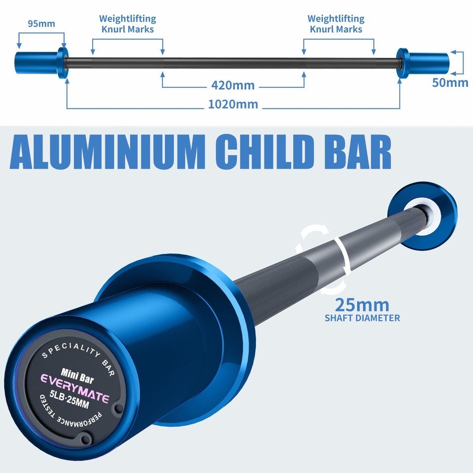 EVERYMATE 5LB Mini Barbell Bar for Women Kids Youth Strength & Workout ...