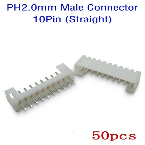50pcs JST PH 2.0mm Pitch 10Pin Straight PCB Socket Male Connector ...