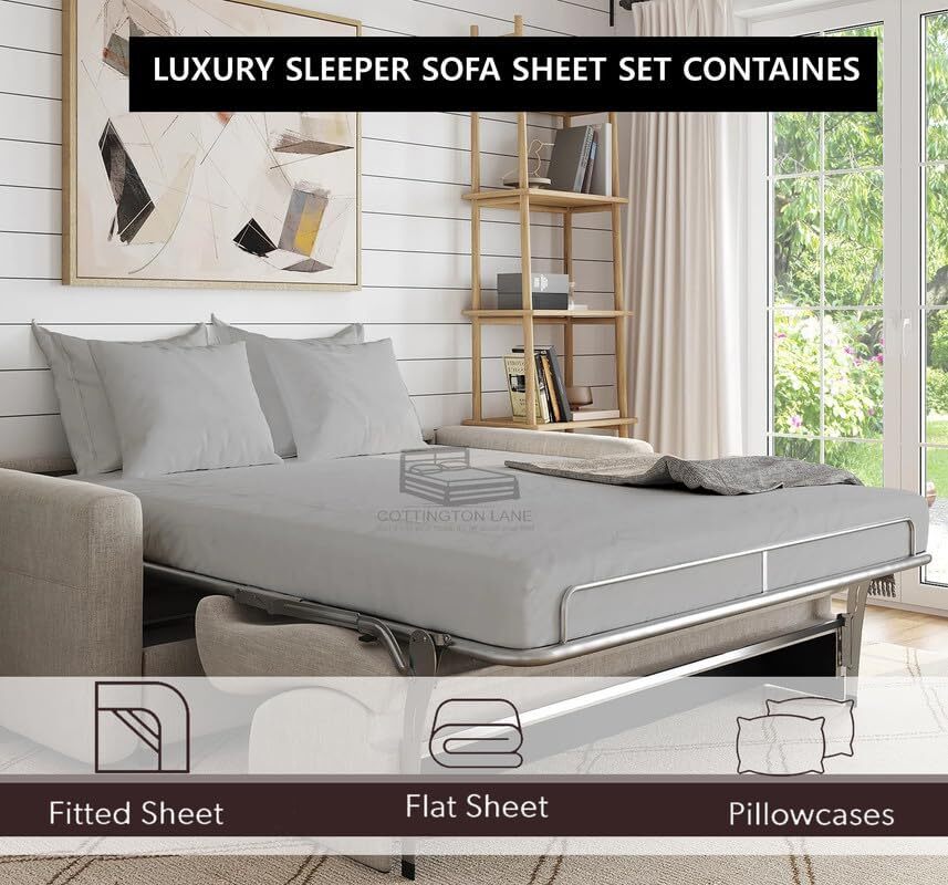 Queen Sleeper Sofa Bed Sheet Set - 400 6" Drop - Queen Size Sheets Silver Grey | eBay