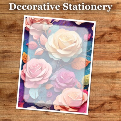 Decorative Stationery Paper (25 Sheets) 8.5 x 11 Premium Paper #056 | eBay