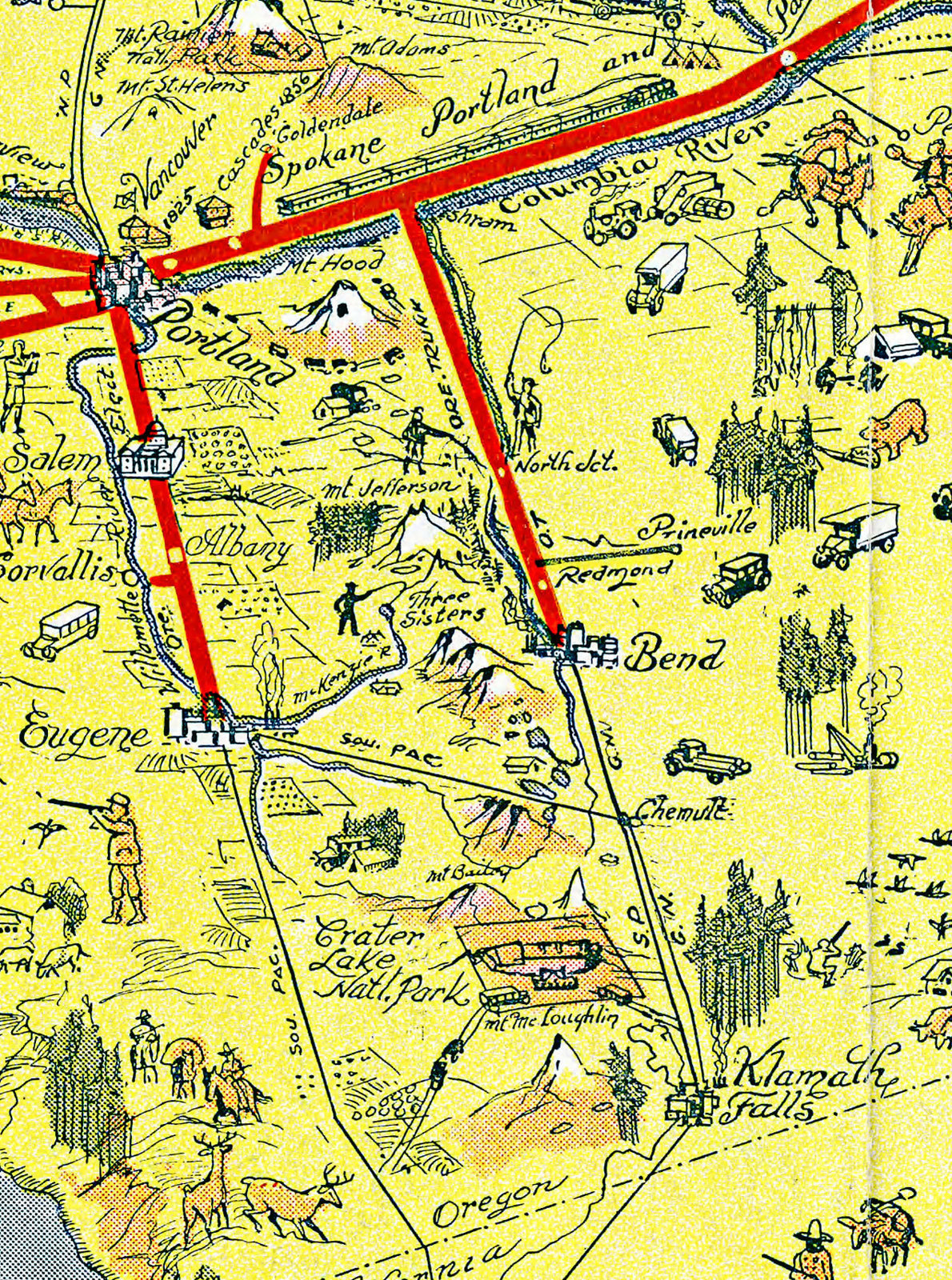 1917 Map Spokane, Portland and Seattle Ry. and Connections Railroad ...