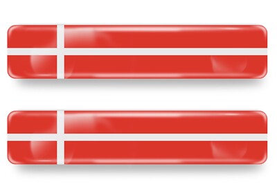 2x 3D Gel Aufkleber Dänemark 6cmx1cm Flagge Fahne Denmark Flag Stickers ...