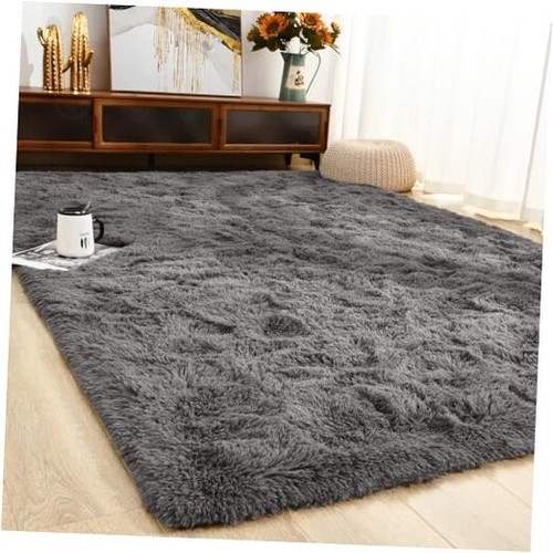 Living Room Rugs 5x8 Large Shag Area Rug Soft Fluffy Rugs 5x8 Feet Dark ...