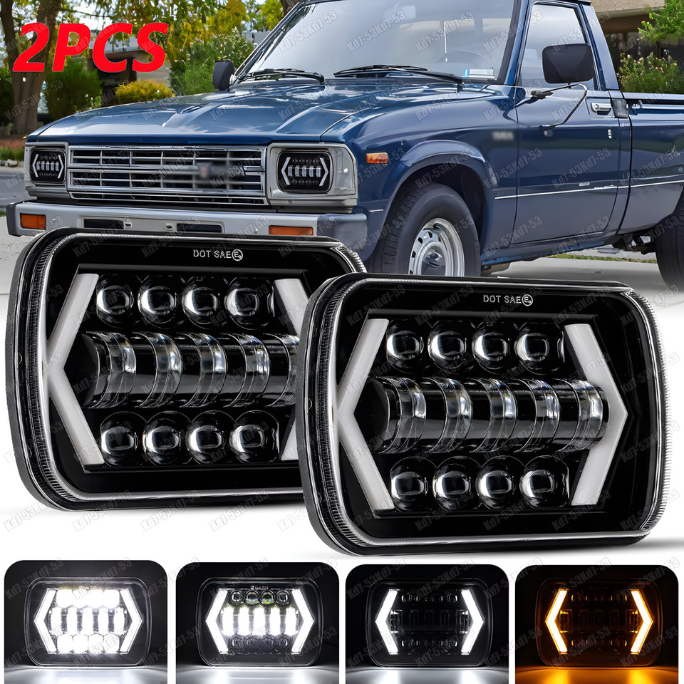 2PC 5x7" 7x6" LED Headlights Hi-Lo DRL For Toyota Pickup 1982-1995 ...