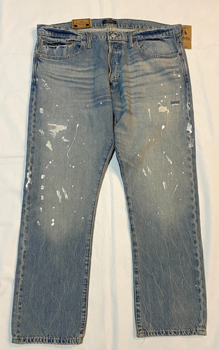 NWT-Polo Ralph Lauren Mens Sullivan Slim Paint Distressed Blue Denim ...