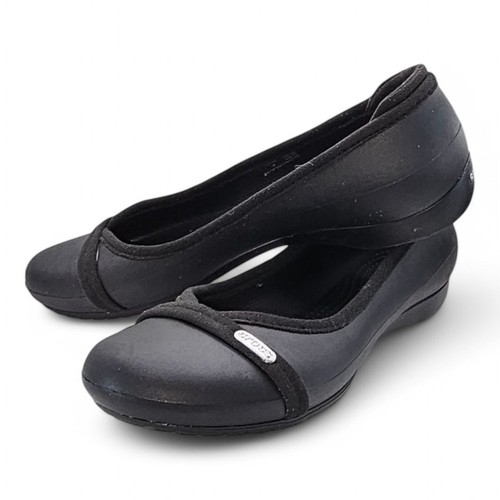 Crocs Kaela Black Ballet Flats Suede Trim SlipOn Shoes Womens Sz 8 ...