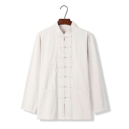 Mens Retro Comfortable Tops Stand Collar Long Sleeve Blouse Chinese ...