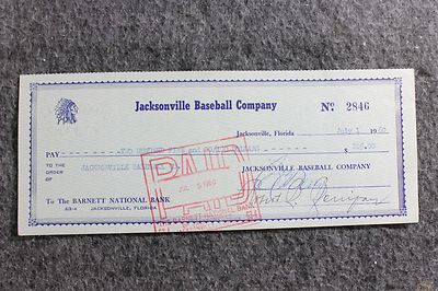 Bill Terry Giants Signed Autographed Baseball Company Check Autograph ...