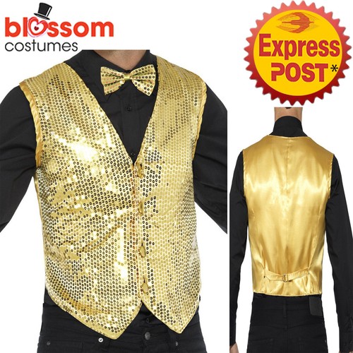 CA855 Sequin Gold Vest Waistcoat Dance Mardi Gras 20 Magician ...