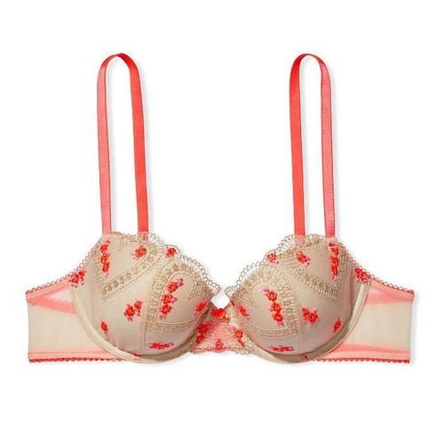 Victoria's Secret Dream Angels Heart Embroidery Demi Bra 36D *Champagne ...