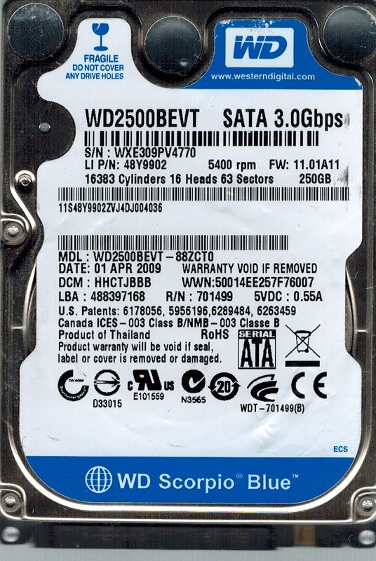 Western Digital WD2500BEVT-88ZCT0 250GB DCM: HHCTJBBB | eBay