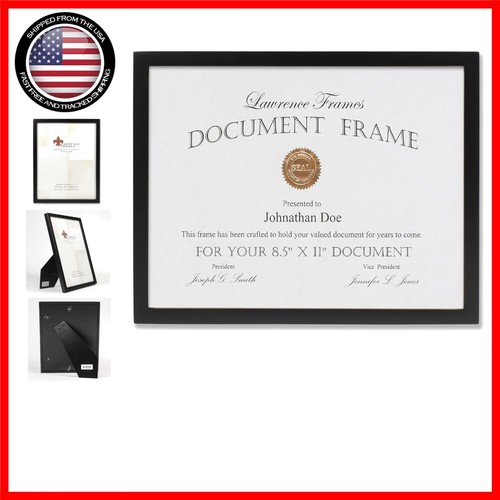 Versatile 8.5x11 Black Certificate Frame with Protective Glass and ...