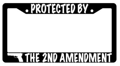 Protected By The 2nd Amendment (Design 2) Black Plastic License Plate ...