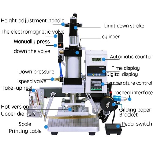 WT-QS90 Bronzing Machine Pneumatic Hot Foil Leather Album Heat Press ...