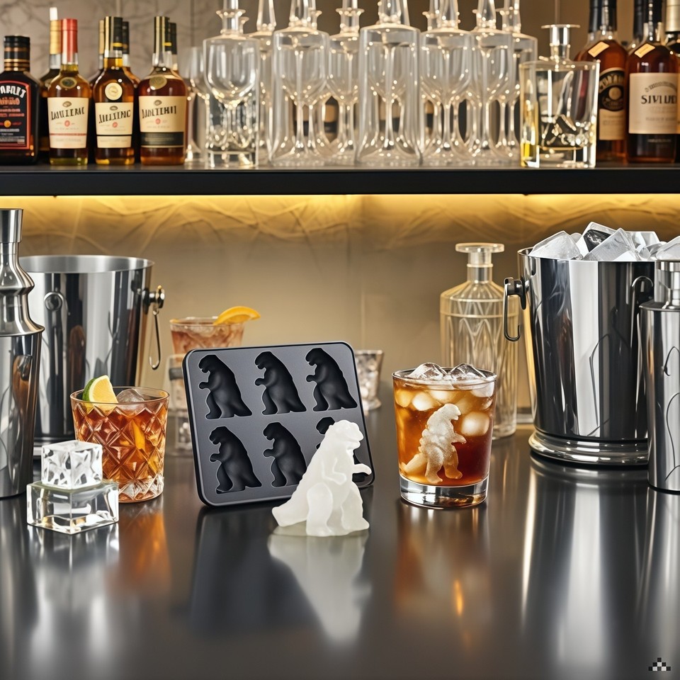 Godzilla Shaped Ice Cube Mold Ice Cube Tableware 6 Grid Silicone ...