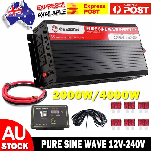 2000W/4000W 12V-240V Pure Sine Wave Remote Control USB For RV Caravan ...